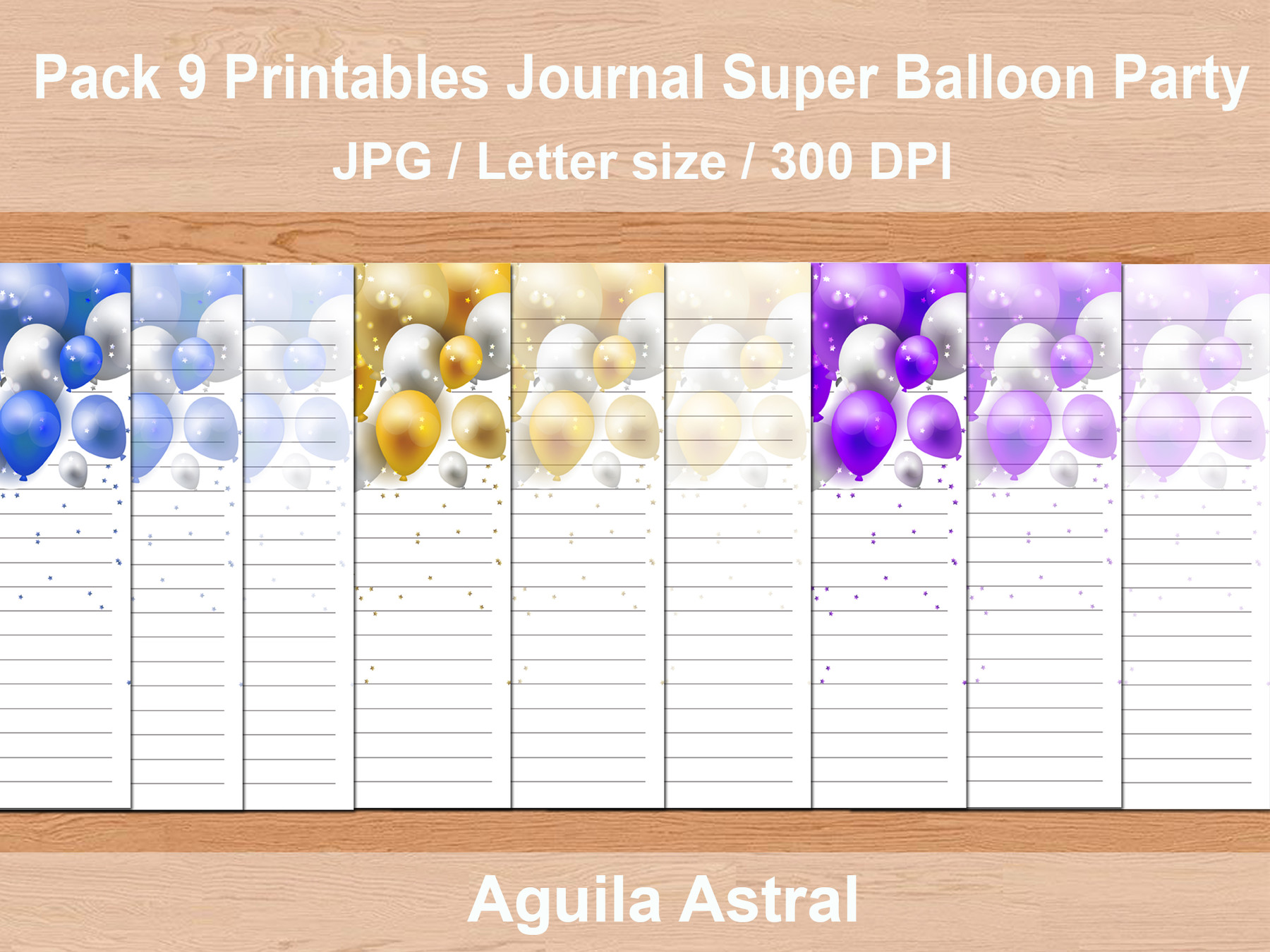 ArtStation - Printable package of 9 journal page Super Ballon Party ...
