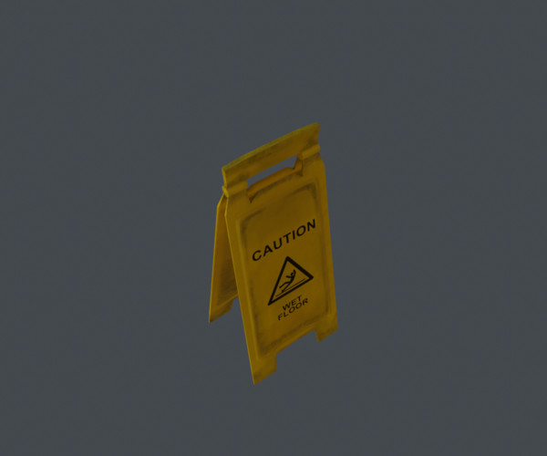 ArtStation - Caution Wet Floor Sign - 4K Textures - Lowpoly PBR | Game ...