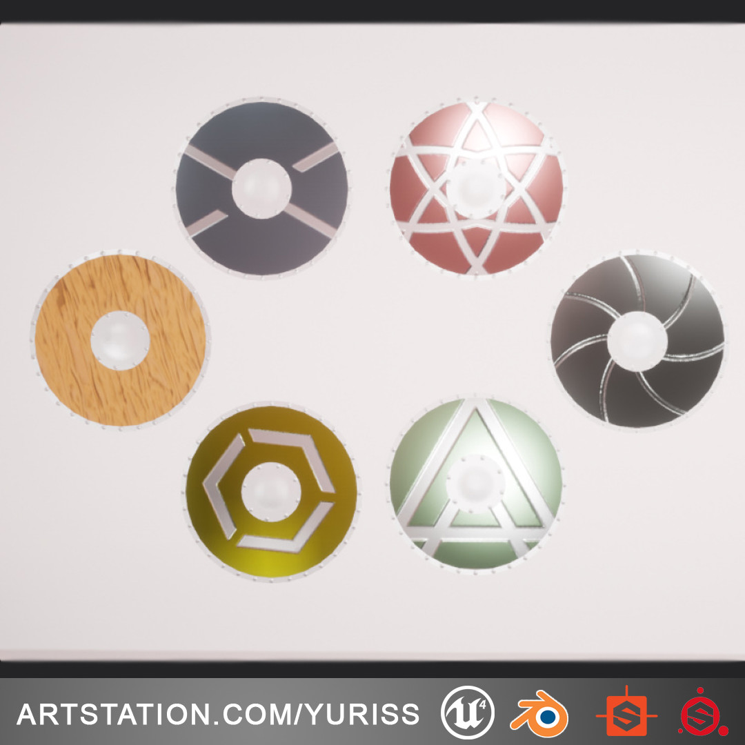 ArtStation - Pack of 27 3D shields + UE4 + Substance Painter ...