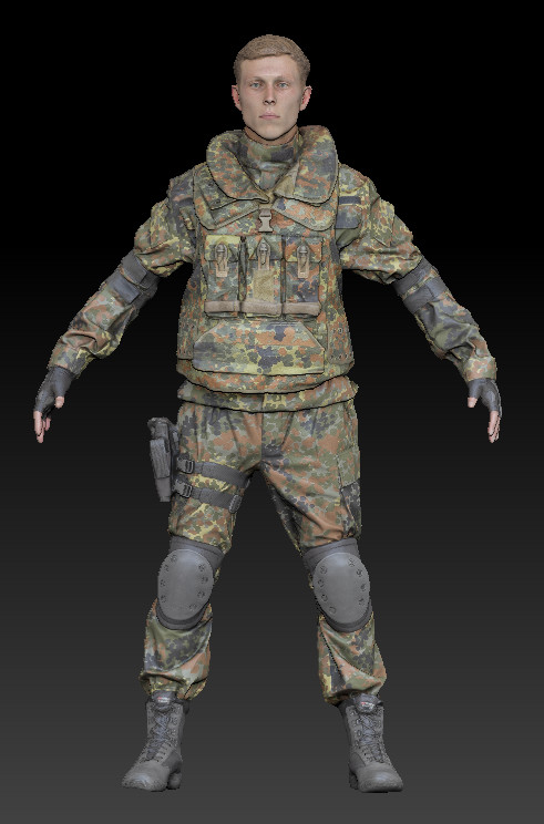 ArtStation - Animated young soldier in Bundeswehr military uniform 205 ...