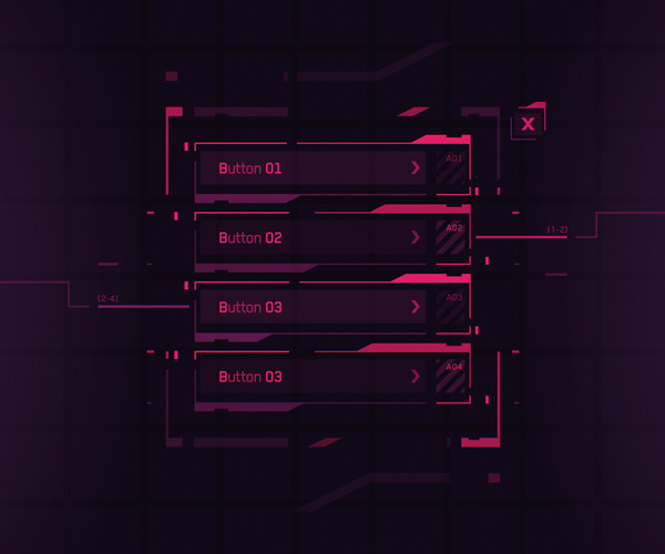 Artstation Fui Ui Sci Fi Cyberpunk Style Game Menu Template Game Assets