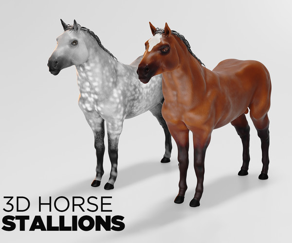 ArtStation - Male stallion horses 3D model | Game Assets