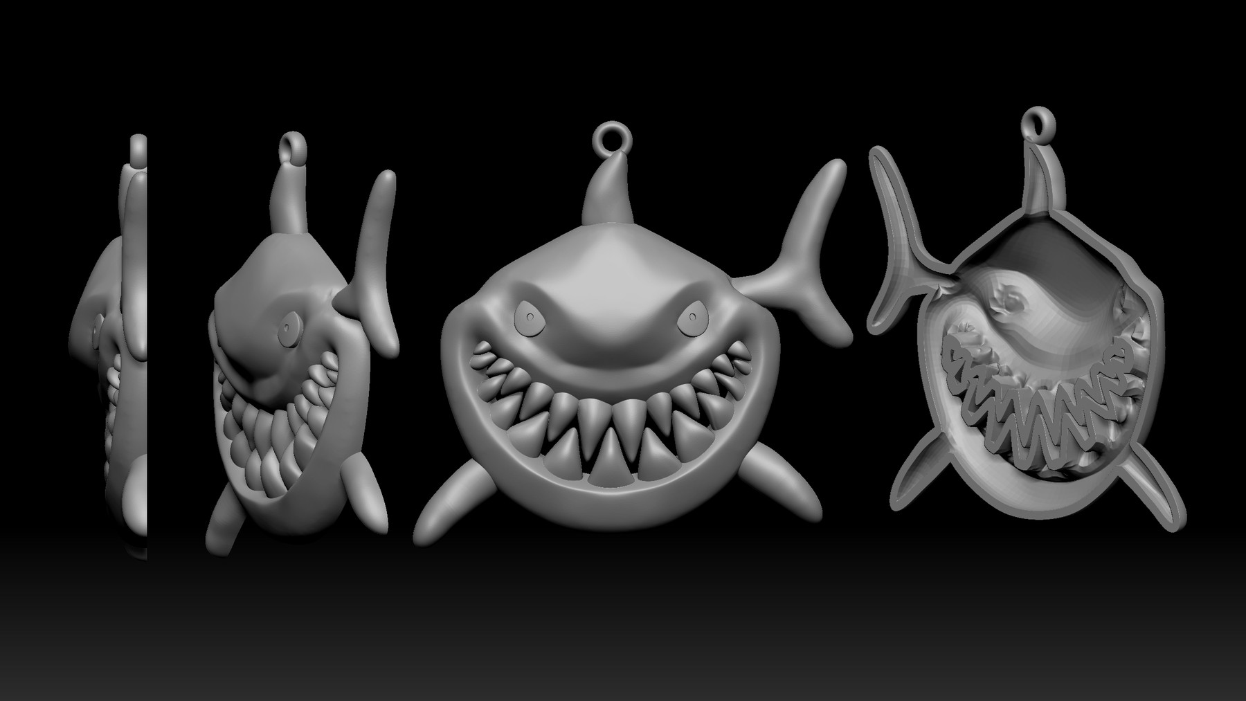 ArtStation - Shark Necklace Pendant with diamonds 3D print model ...