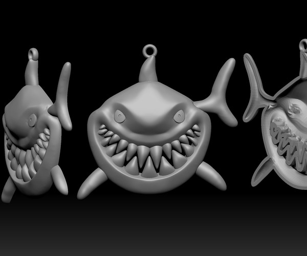 ArtStation - Shark Necklace Pendant with diamonds 3D print model ...
