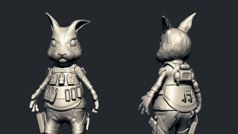 ArtStation - Battle Rabbit 3D Pinting file | Resources