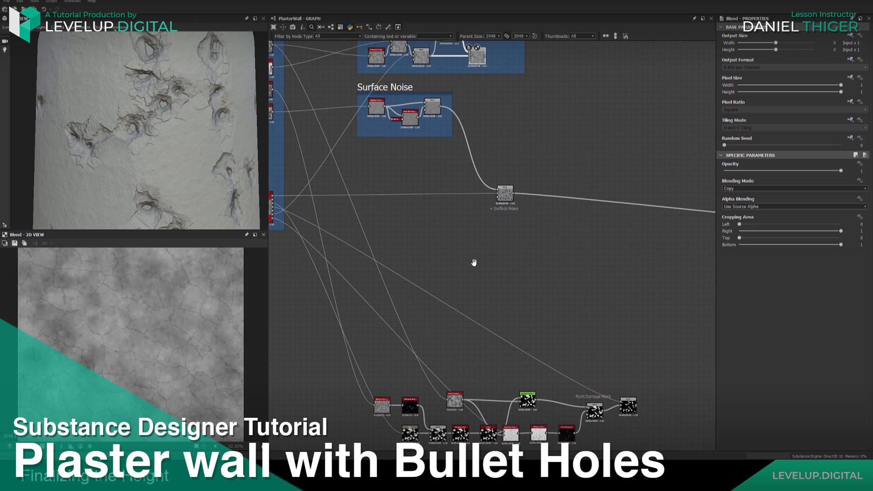 ArtStation - Plaster Wall with Parameter-driven Bullet Holes | Daniel Thiger | Tutorials