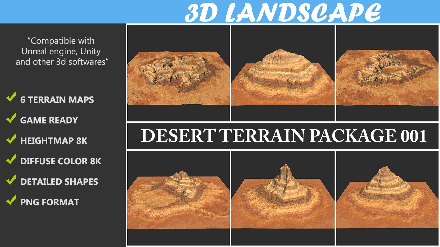 ArtStation - Terrain Maps - 06 Desert Terrain Package 001 8K | Game Assets