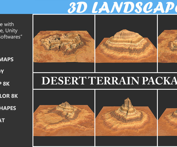 ArtStation - Terrain Maps - 06 Desert Terrain Package 001 8K | Game Assets