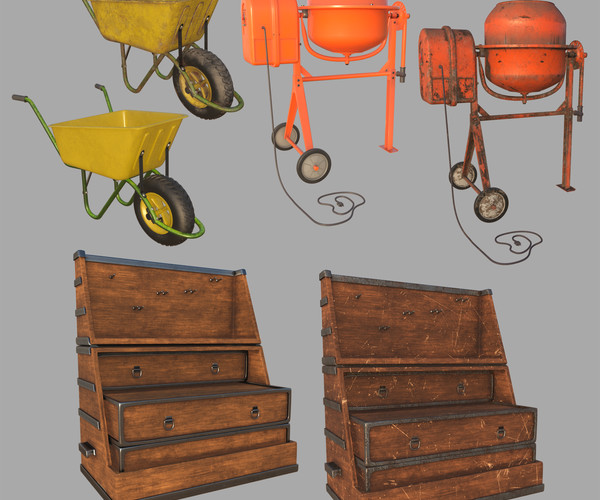 ArtStation - 16 Masonry Tools + 1 Stand | Resources