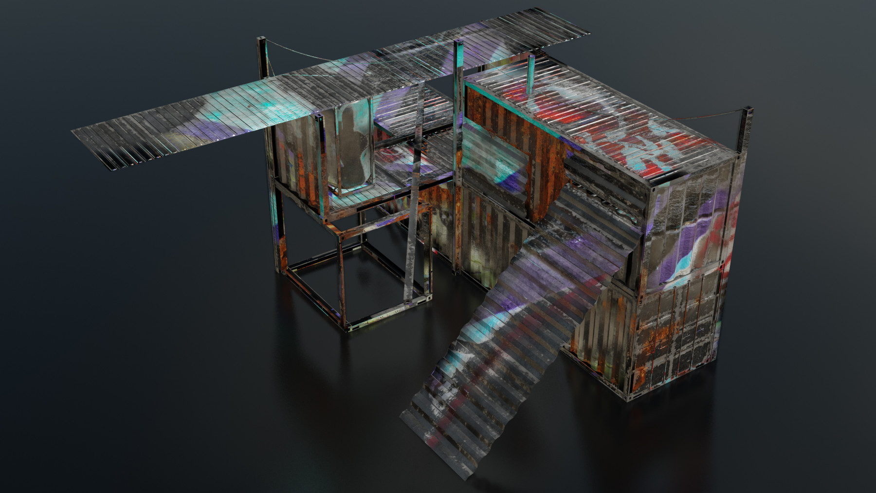 ArtStation - Post-Apocalyptic Kitbash, Shipping Container Themed, 60 ...