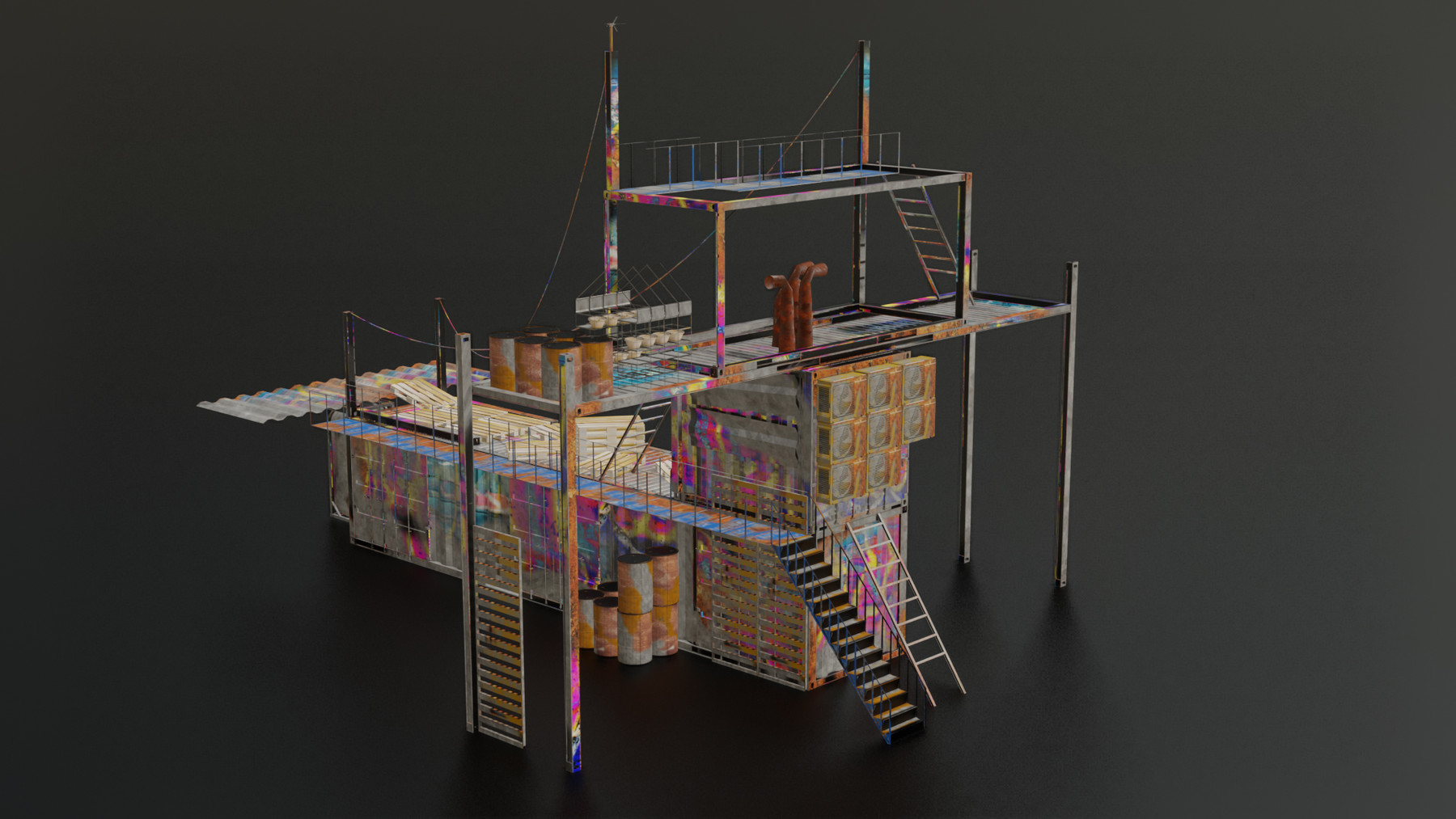 ArtStation - Post-Apocalyptic Kitbash, Shipping Container Themed, 60 ...