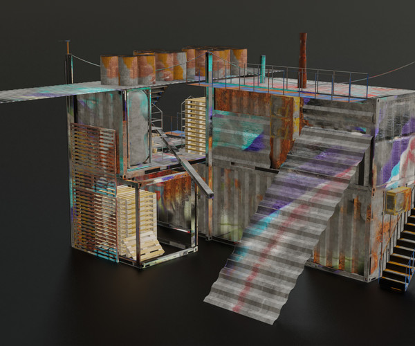 ArtStation - Post-Apocalyptic Kitbash, Shipping Container Themed, 60 ...