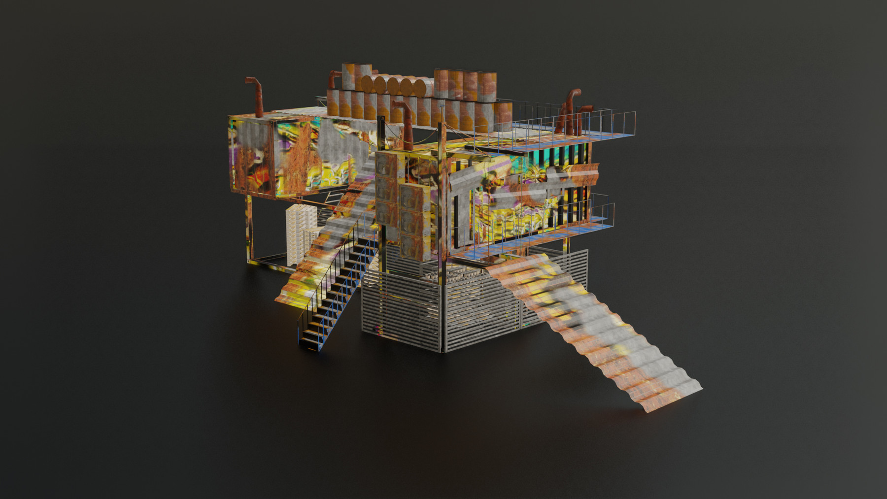 ArtStation - Post-Apocalyptic Kitbash, Shipping Container Themed, 60 ...