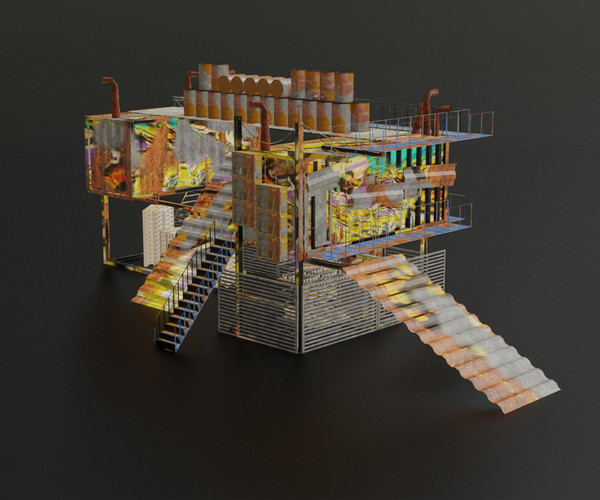 ArtStation - Post-Apocalyptic Kitbash, Shipping Container Themed, 60 ...