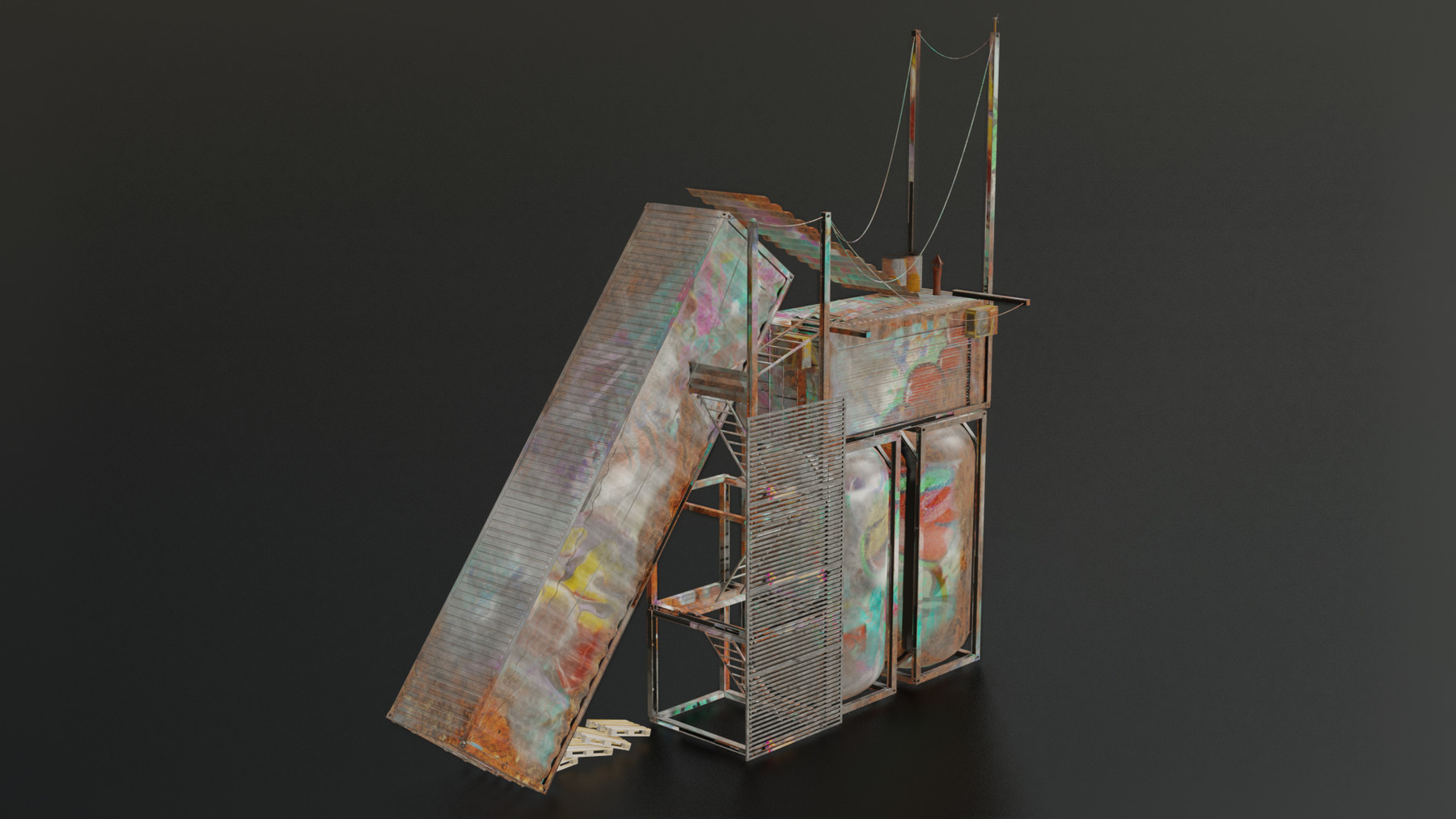 ArtStation - Post-Apocalyptic Kitbash, Shipping Container Themed, 60 ...