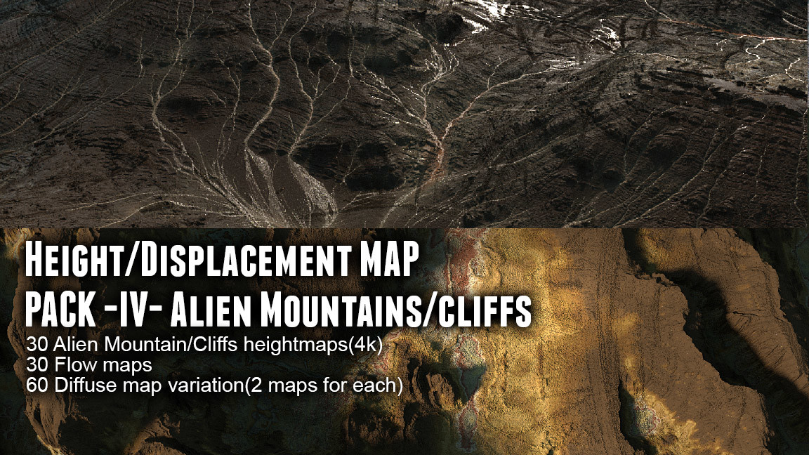 ArtStation - Height/Displacement map pack IV Alien Mountains/Cliffs ...