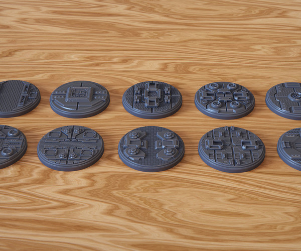 ArtStation - PACK 2 - 10 SCIFI MINIATURE BASES 50mm 3D Print Ready ...
