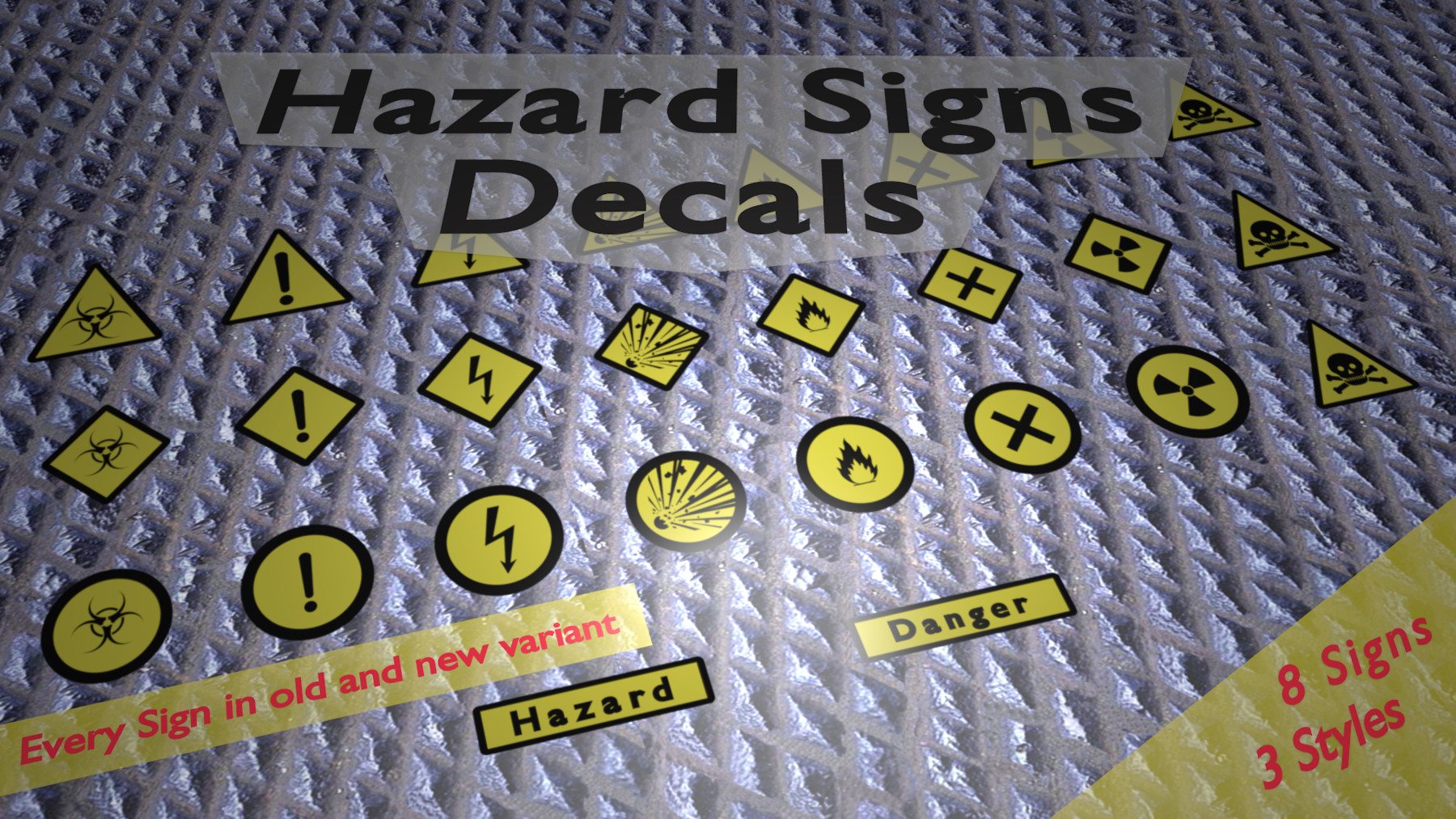 ArtStation - Hazard Signs Decals Package | Game Assets