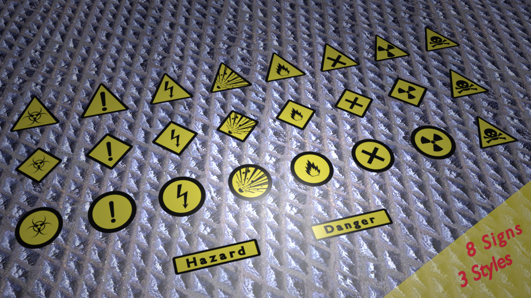 ArtStation - Hazard Signs Decals Package | Game Assets