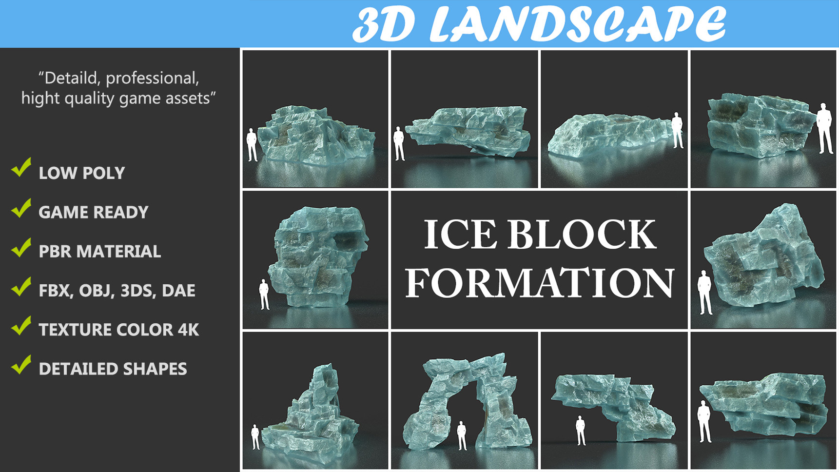 ArtStation - Low poly Ice Block 01 200226 Pack C | Game Assets