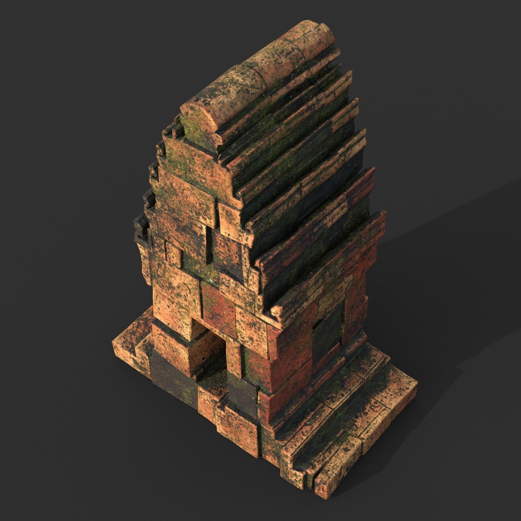 ArtStation - Low poly Mossy Brick Ruin Asia Temple Pack 190815 | Game ...