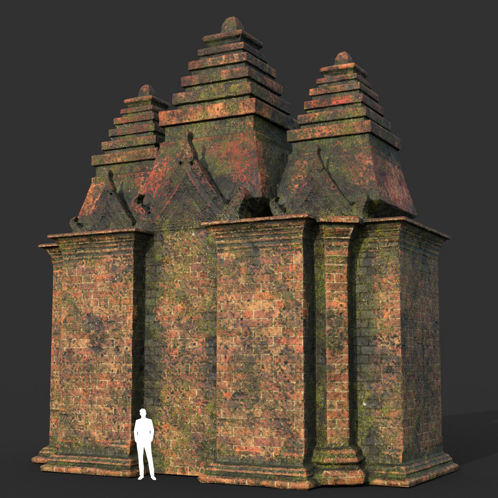 ArtStation - Low poly Mossy Brick Ruin Asia Temple Pack 190815 | Game ...