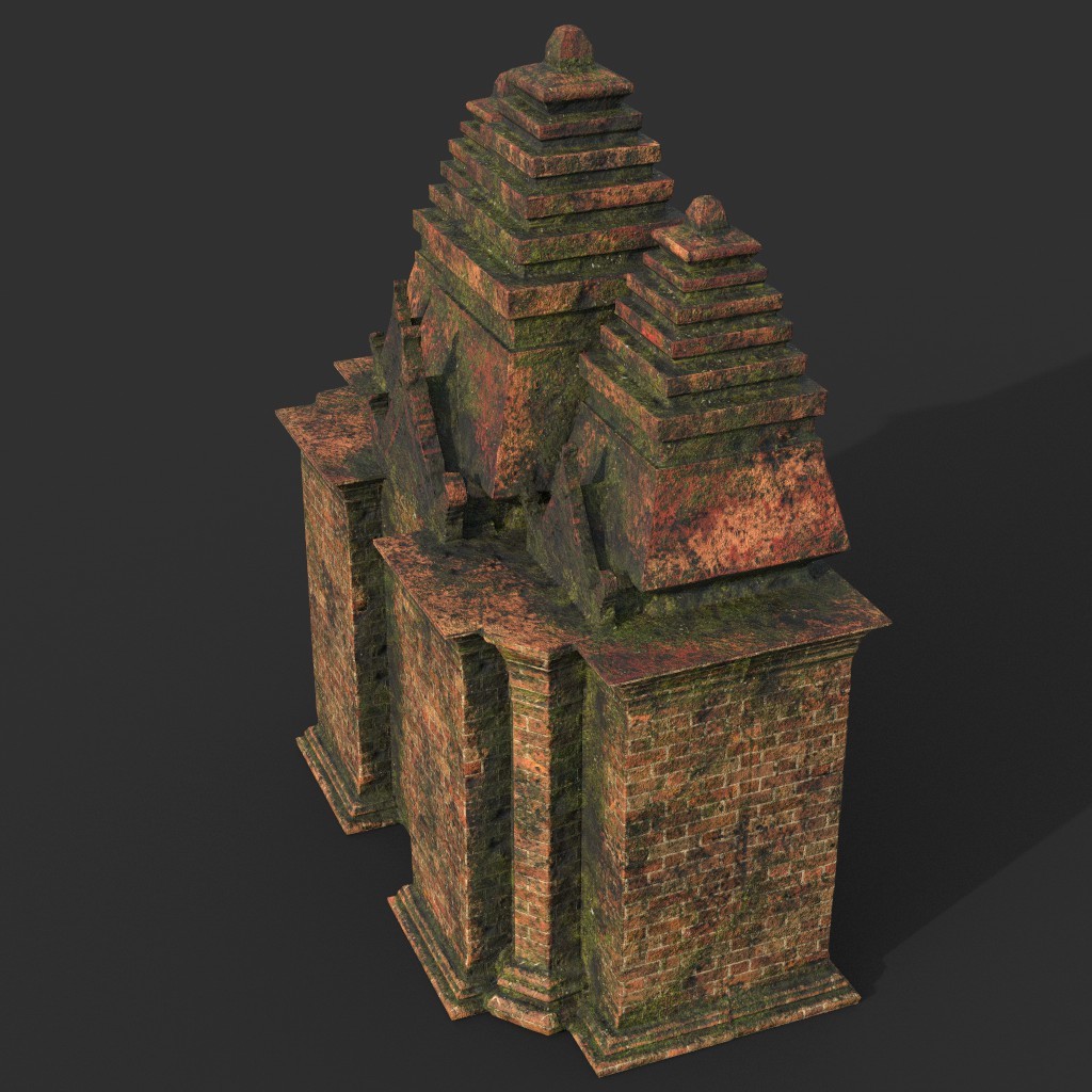 ArtStation - Low poly Mossy Brick Ruin Asia Temple Pack 190815 | Game ...