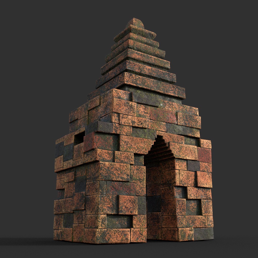 ArtStation - Low poly Mossy Brick Ruin Asia Temple Pack 190815 | Game ...