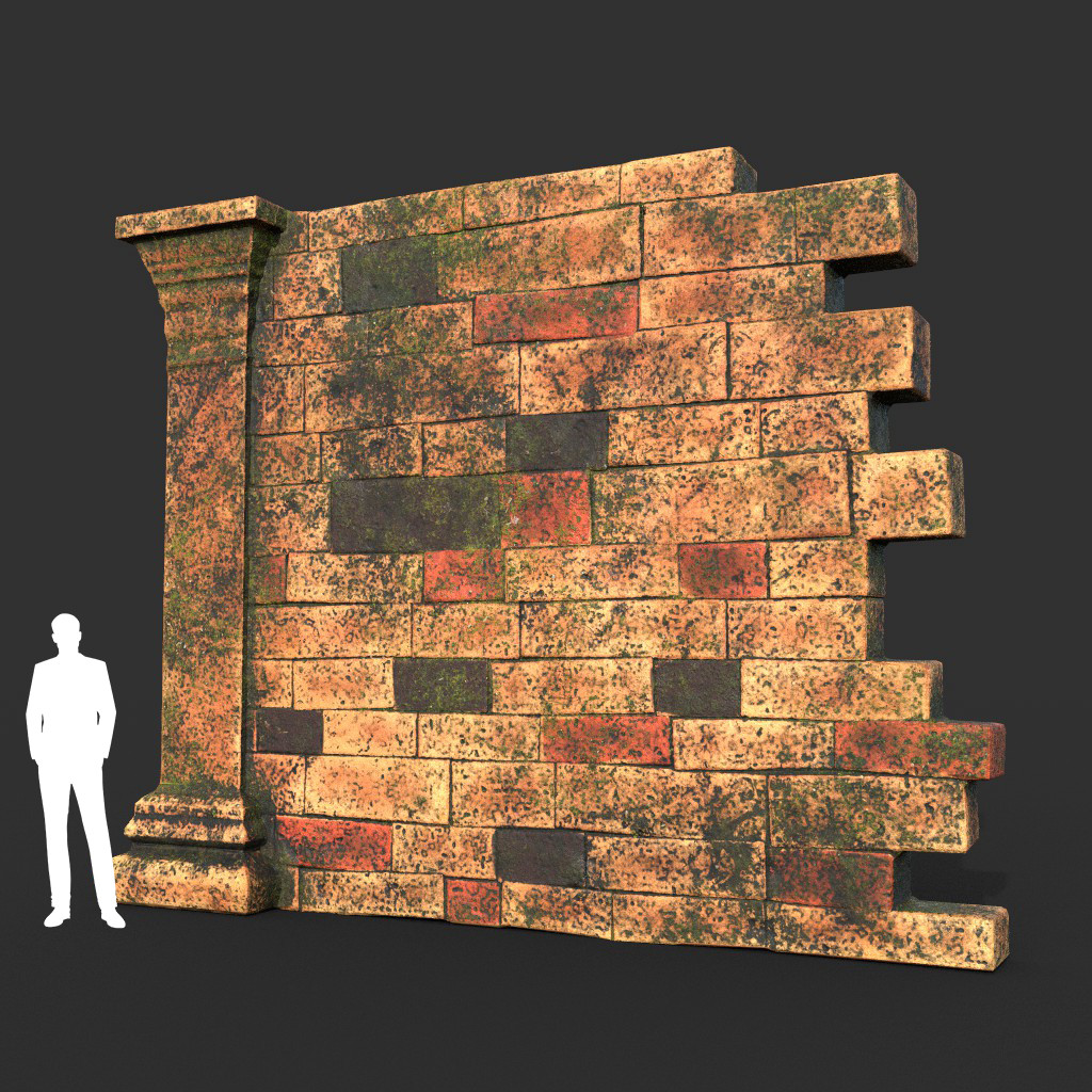 ArtStation - Low poly Mossy Brick Ruin Asia Temple Pack 190815 | Game ...