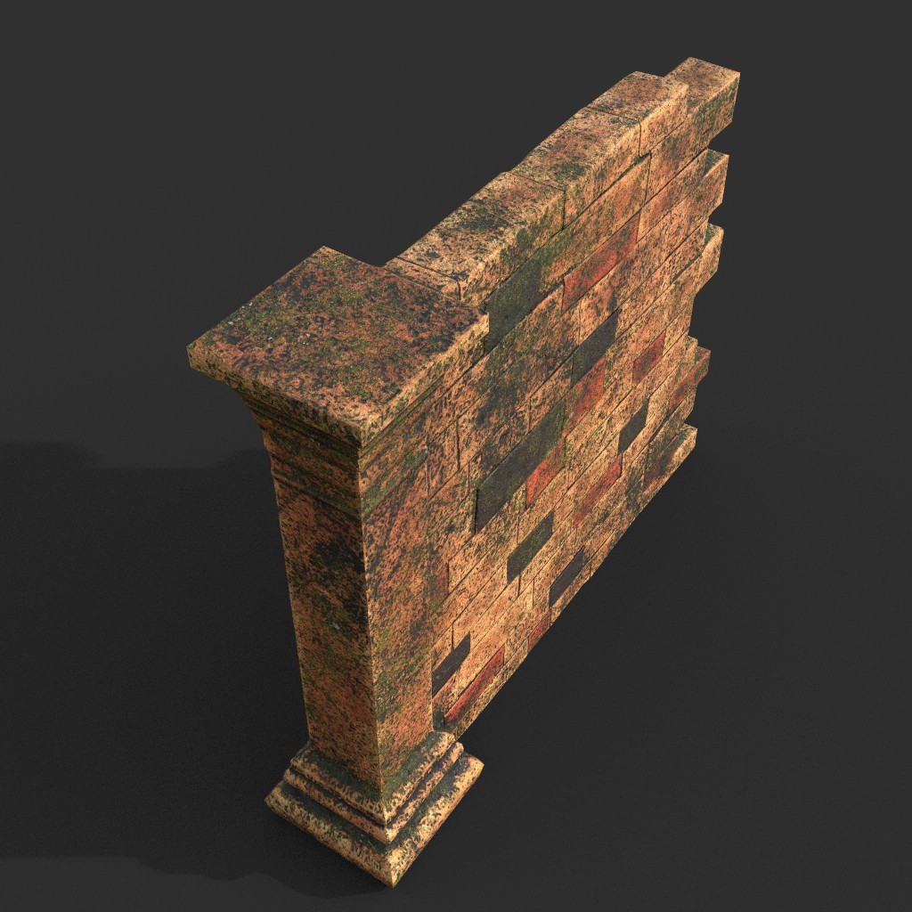 ArtStation - Low poly Mossy Brick Ruin Asia Temple Pack 190815 | Game ...