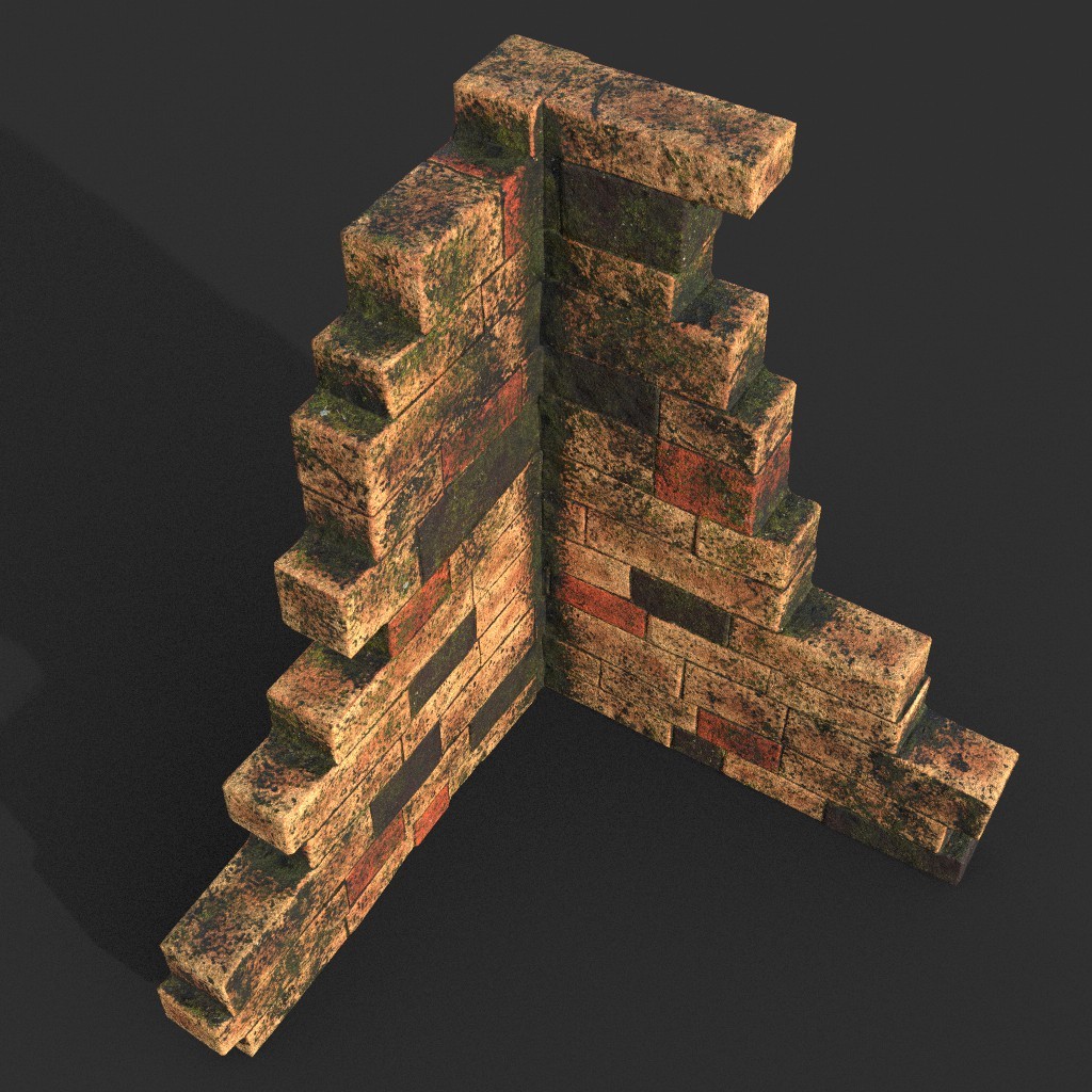 ArtStation - Low poly Mossy Brick Ruin Asia Temple Pack 190815 | Game ...