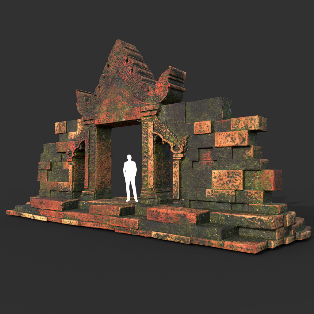 ArtStation - Low poly Mossy Brick Ruin Asia Temple Pack 190815 | Game ...
