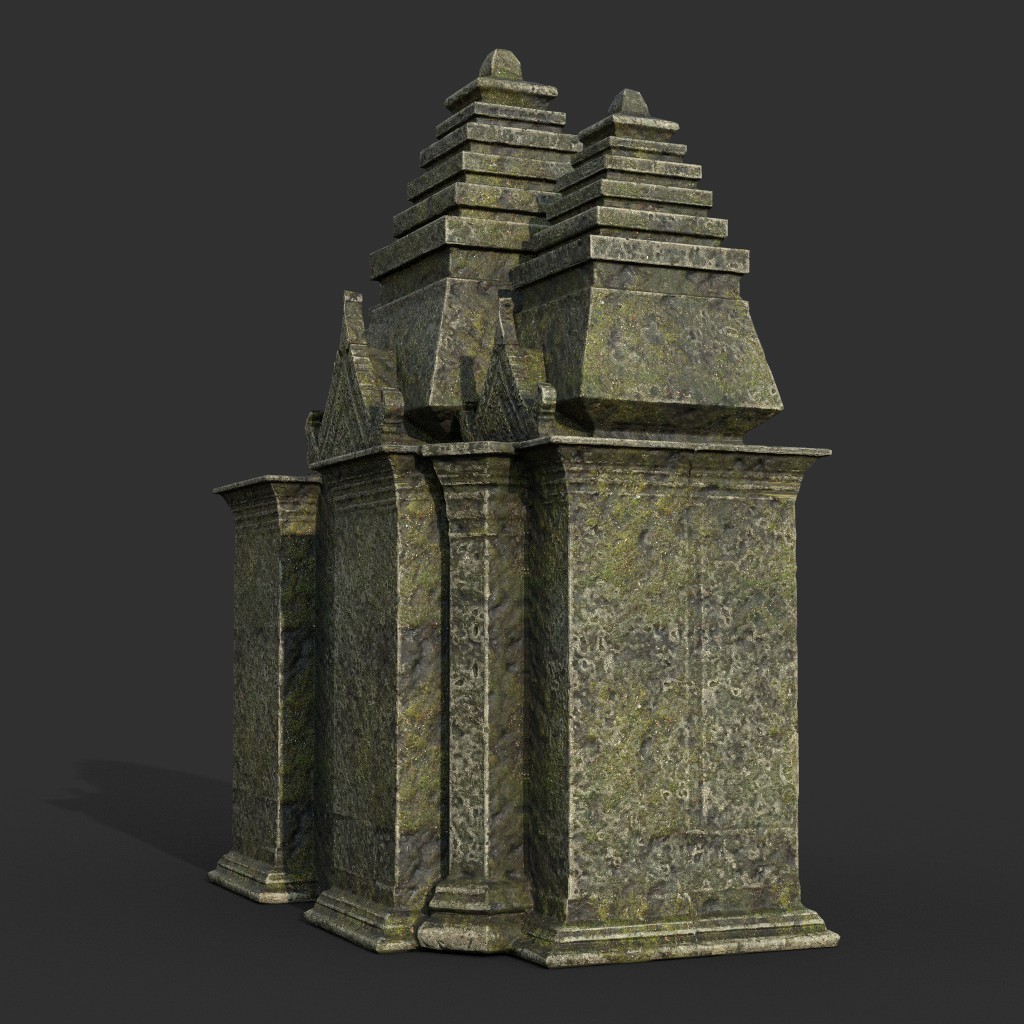 ArtStation - Low poly Mossy Ruin Asia Temple Pack 190815 | Game Assets