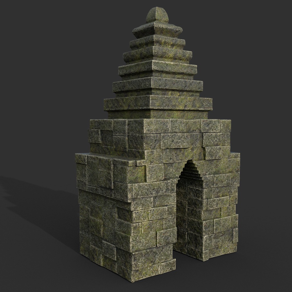 ArtStation - Low poly Mossy Ruin Asia Temple Pack 190815 | Game Assets