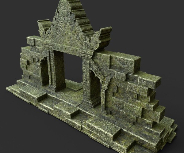 ArtStation - Low poly Mossy Ruin Asia Temple Pack 190815 | Game Assets