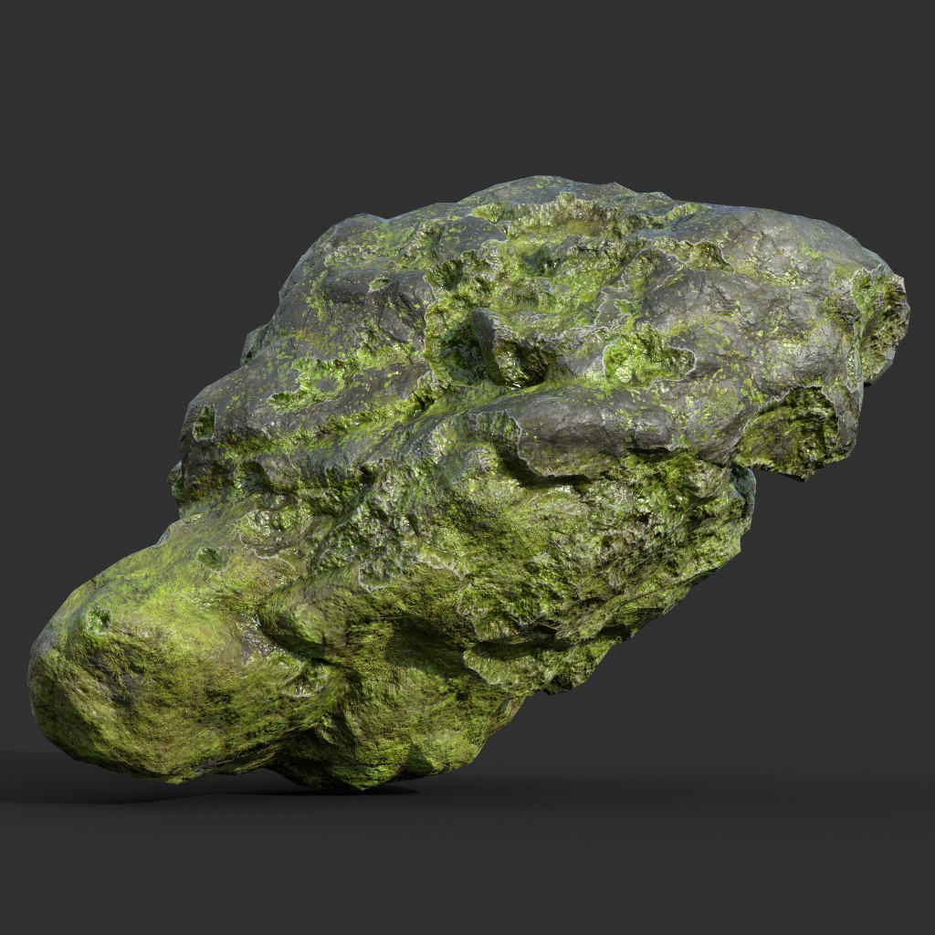 ArtStation - Low poly Damaged Jungle Mossy Rock Pack B 190425 | Game Assets