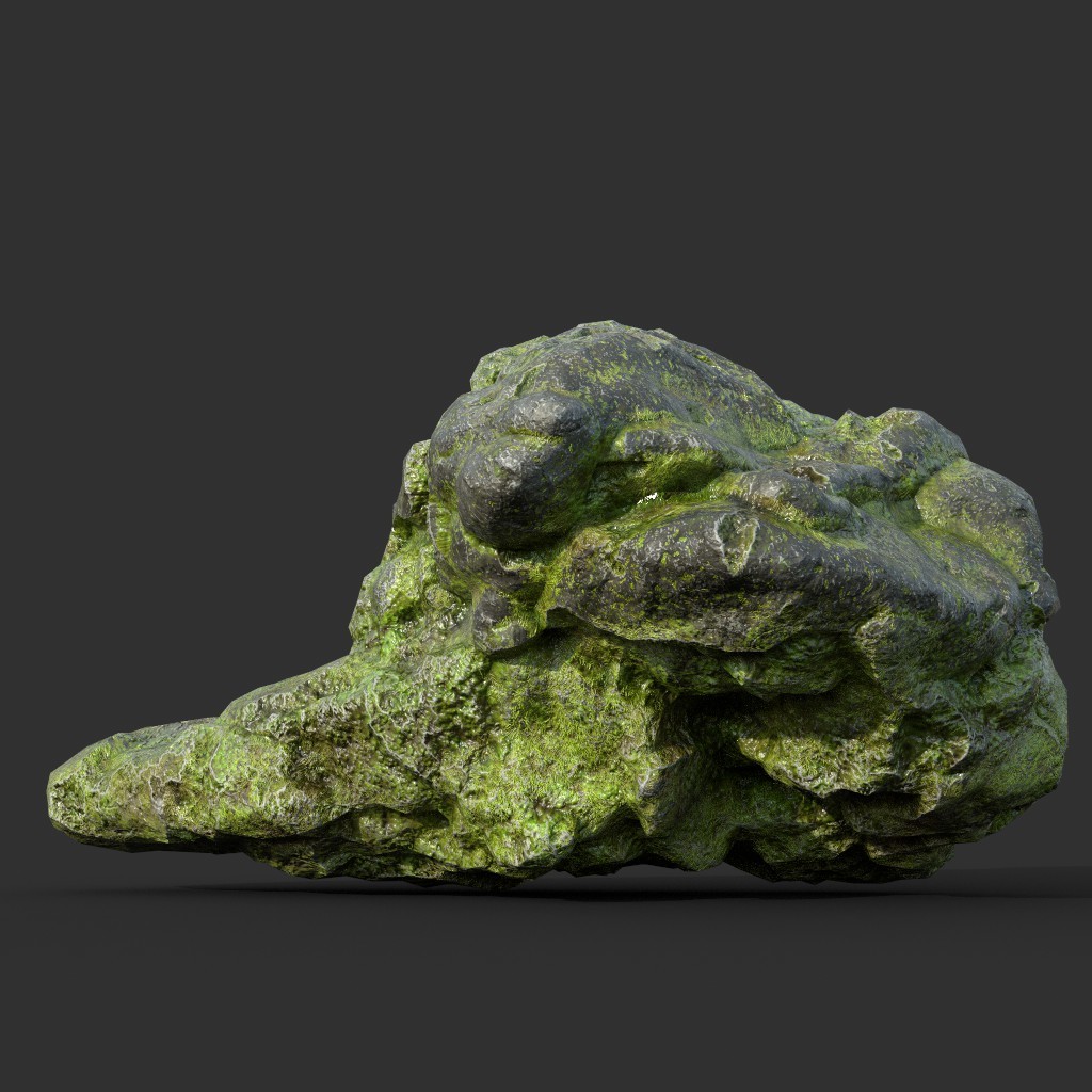 ArtStation - Low poly Damaged Jungle Mossy Rock Pack B 190425 | Game Assets