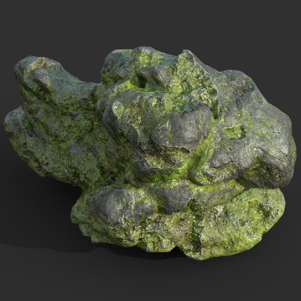 ArtStation - Low poly Damaged Jungle Mossy Rock Pack B 190425 | Game Assets