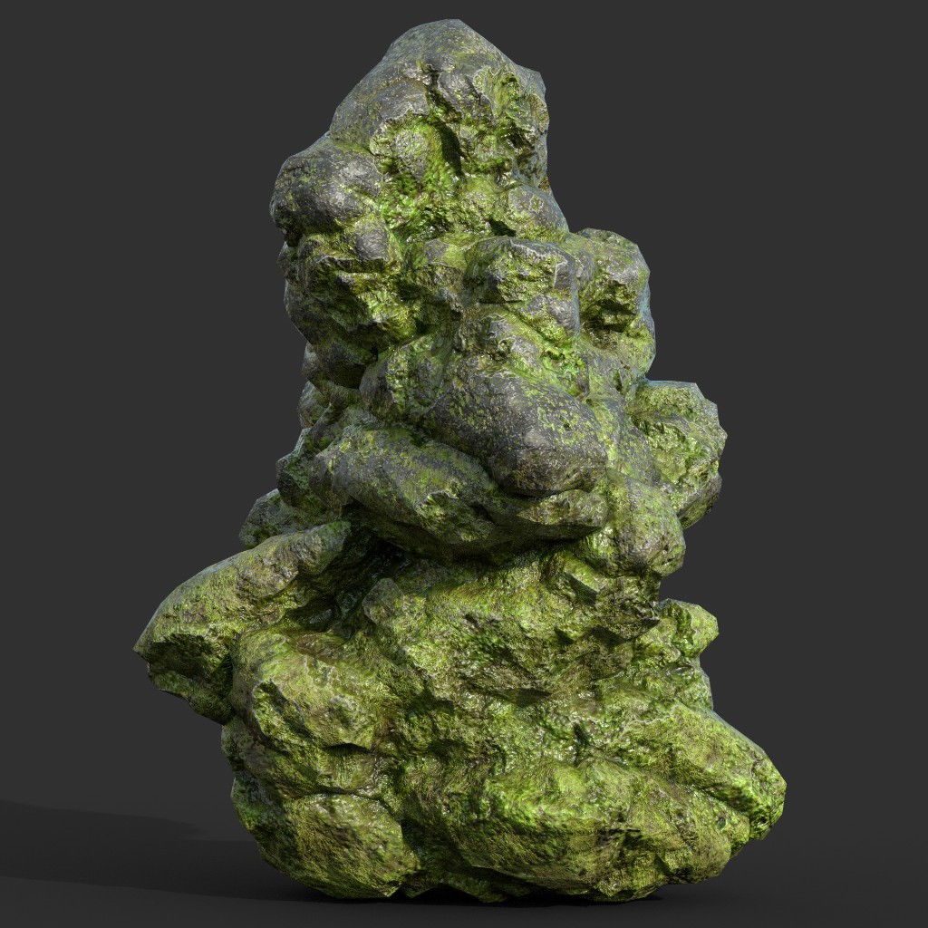 ArtStation - Low poly Damaged Jungle Mossy Rock Pack B 190425 | Game Assets
