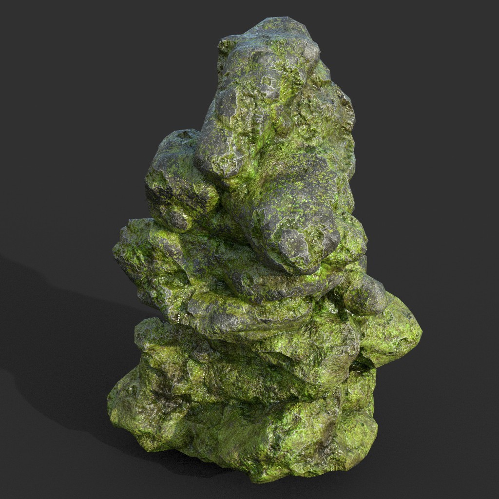 ArtStation - Low poly Damaged Jungle Mossy Rock Pack B 190425 | Game Assets