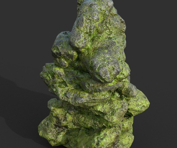 ArtStation - Low poly Damaged Jungle Mossy Rock Pack B 190425 | Game Assets