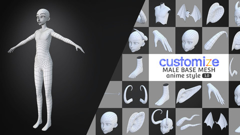 ArtStation - Customize Female Base Mesh-Anime Style | Resources