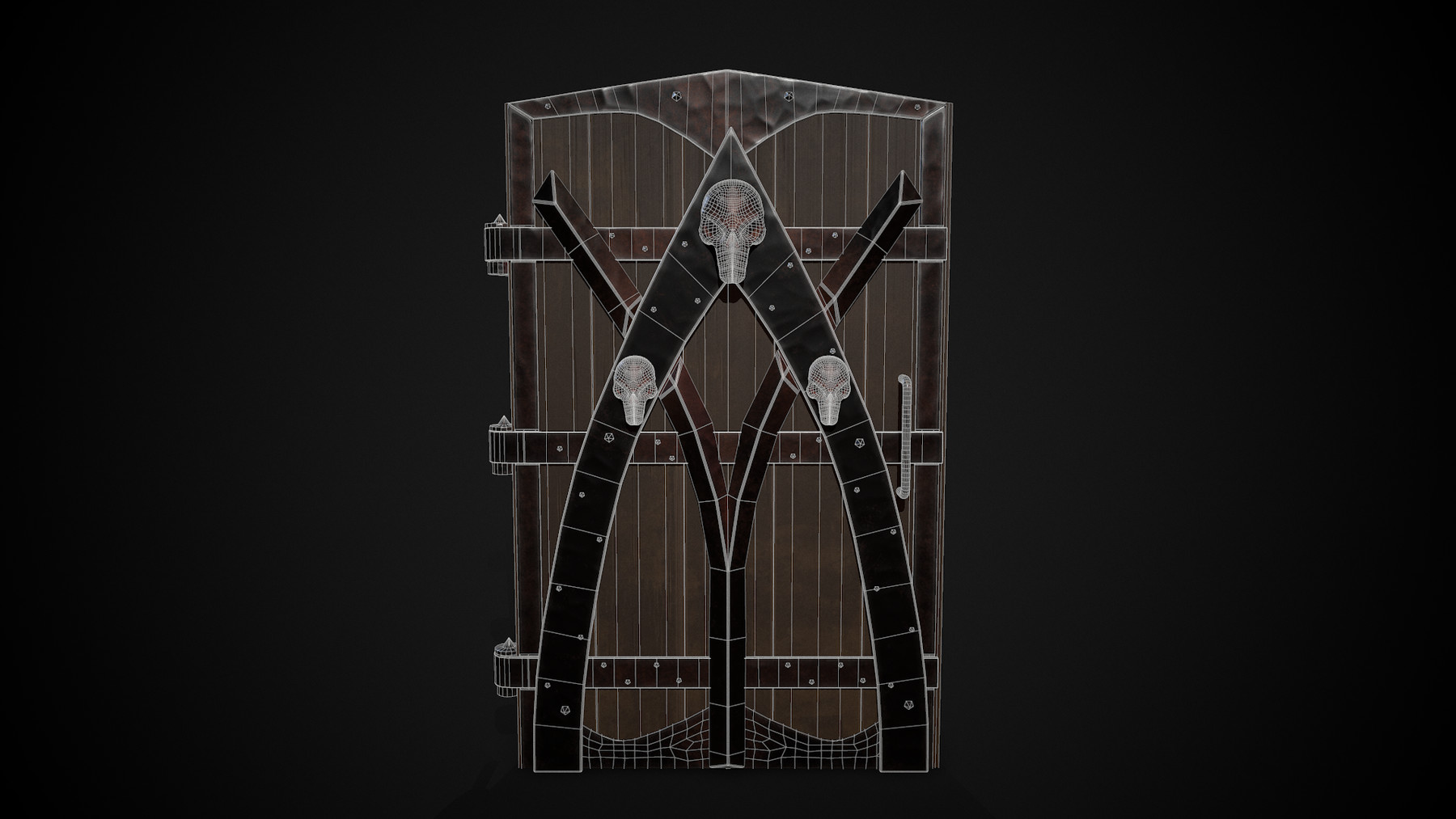ArtStation - Dungeon door with three skulls | Game Assets