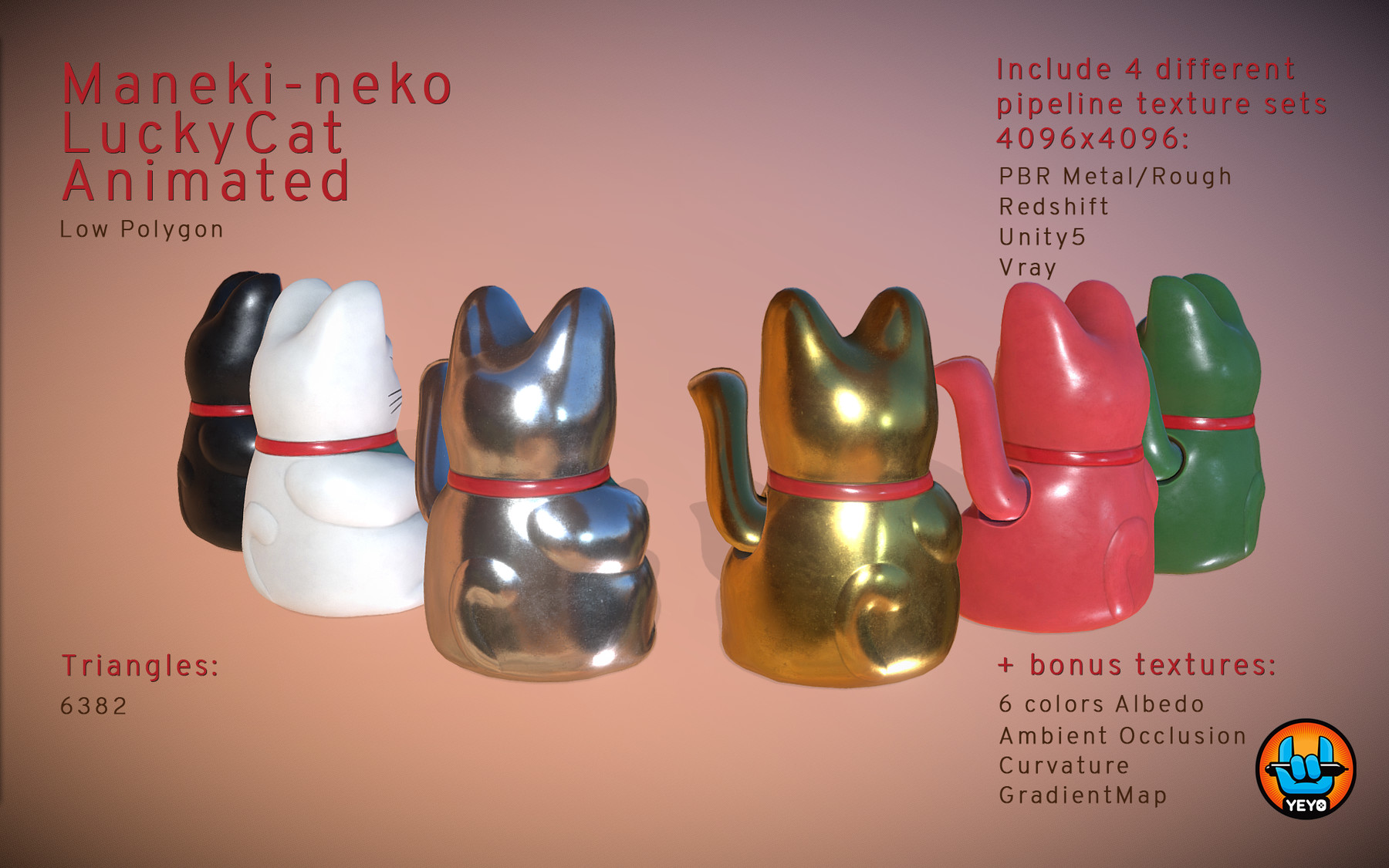 ArtStation - Maneki-neko - LowPolygon LuckyCat animated | Game Assets