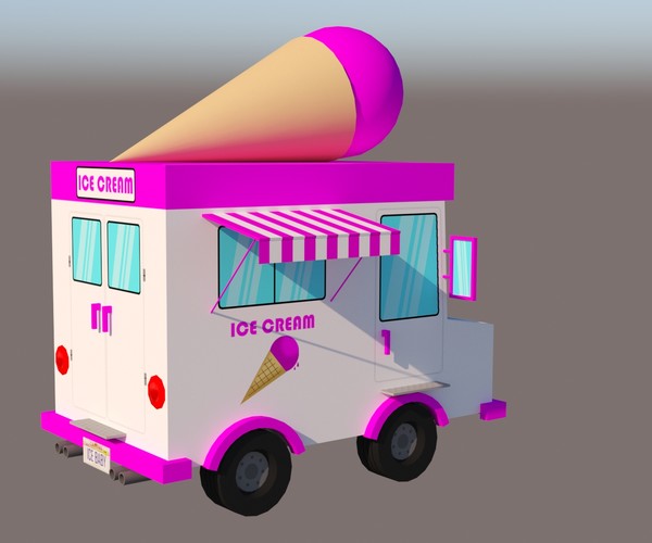 ArtStation - Ice Cream Van Low-poly 3D model | Game Assets