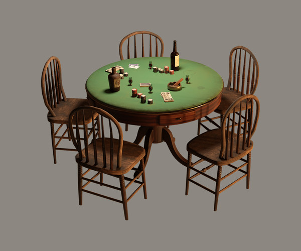 ArtStation - Western Poker Table - Game Ready | Game Assets