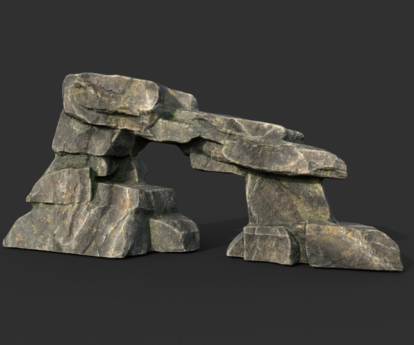 ArtStation - Low poly Big Rock Formation 200928 - Mossy | Game Assets