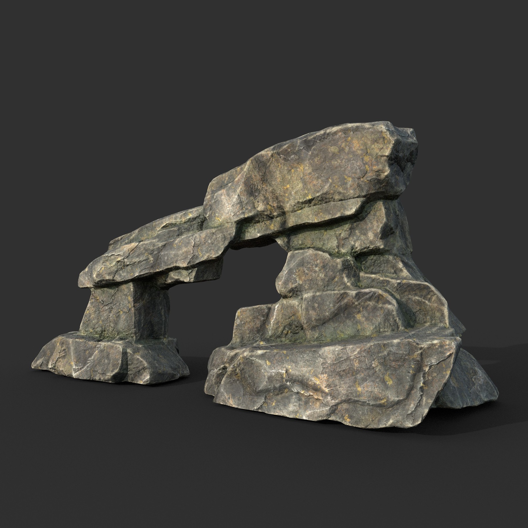 ArtStation - Low poly Big Rock Formation 200928 - Mossy | Game Assets