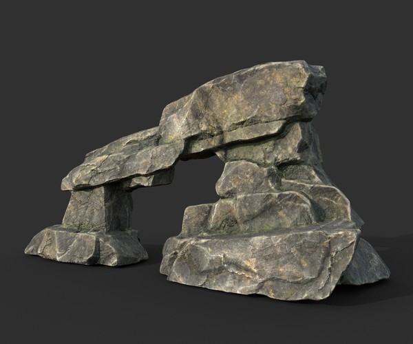 ArtStation - Low poly Big Rock Formation 200928 - Mossy | Game Assets