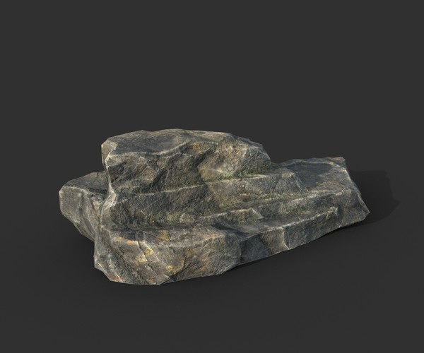 ArtStation - Low poly Big Rock Formation 200928 - Mossy | Game Assets